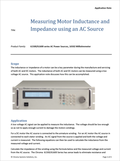 AC Sources Measuring Motor Inductance and Impedance Using an AC Source