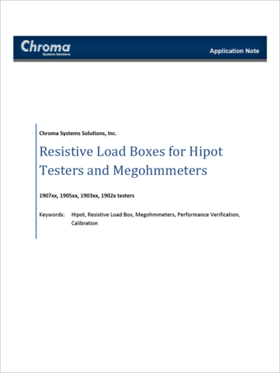 Resistive Load Boxes For Hipot
