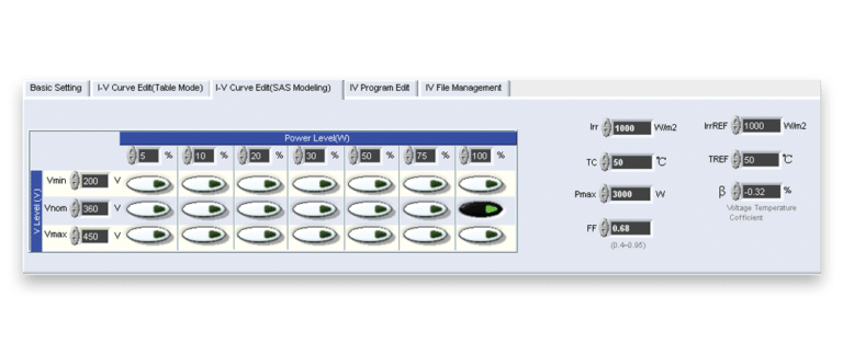 Solar Array IV Curve Simulation Softpanel