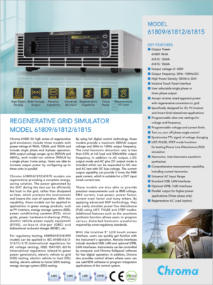 Datasheet | Regenerative Grid Simulators 9kVA-15kVA 61815 > Chroma